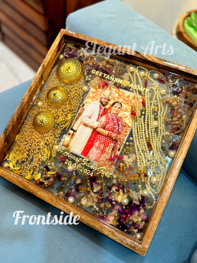 Teakwood Floating Varmala Frame - Elegant Arts Online